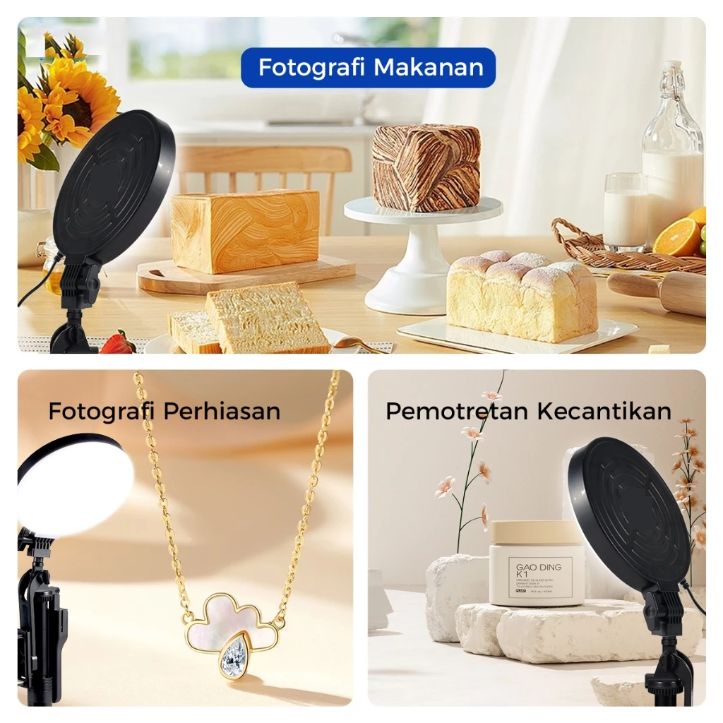 LED Fill Light Live lampu lighting soft light Desktop Beauty Round ...