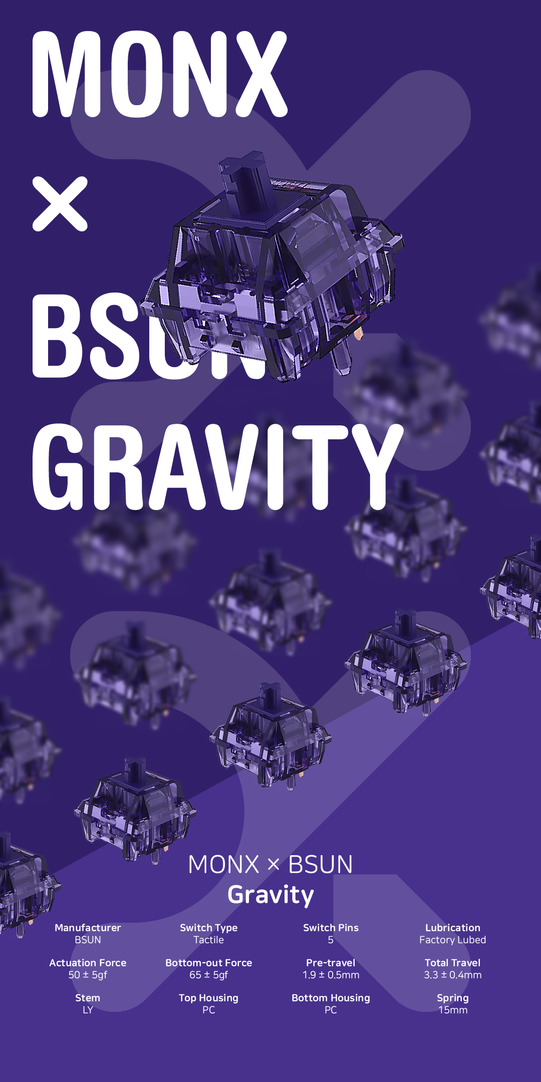 [TACTILE] MONX X BSUN Gravity | 50gf Tactile Factory Lubed Mechanical ...