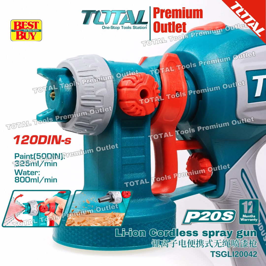 TOTAL Tools (2025 New Model) 20V series Cordless Spray Gun 锂离子电便携式无绳喷漆枪 ...