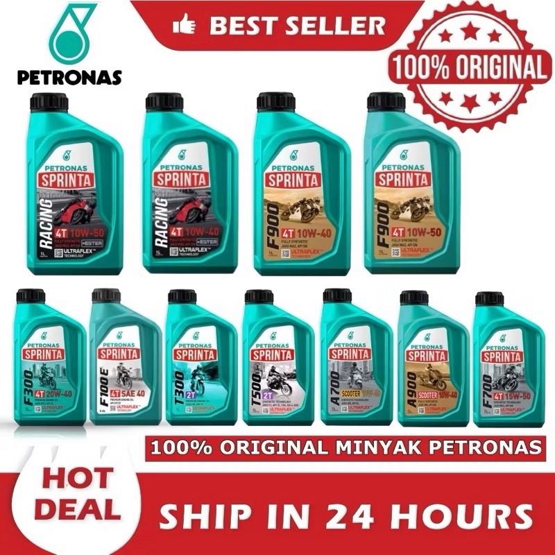 PETRONAS MOTORCYCLE OIL RACING SPRINTA 4T 2T ESTER PLUS MINYAK HITAM ...