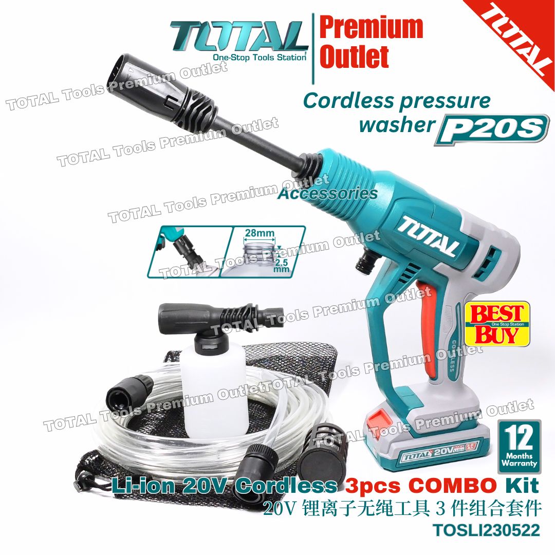 TOTAL Tools Limited Edition 3pcs 20V COMBO set / Cordless Pressure ...
