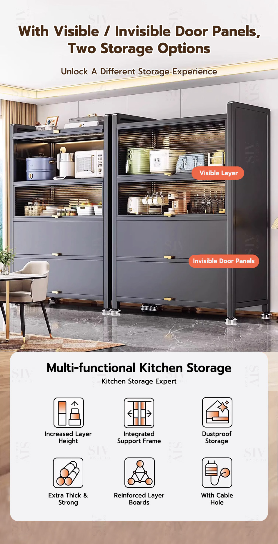 SIV Kitchen Cabinet Rack Shelves Microwave Oven Kitchen Storage Racks ...