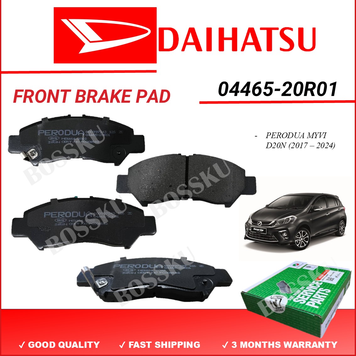 DEPAN FRONT BRAKE PAD - PERODUA MYVI D20N 2017-2024 1 SET | Shopee Malaysia