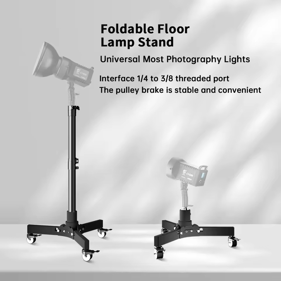 75CM Foldable Light Stand With 3pcs Casters Wheel Dual-use Background ...