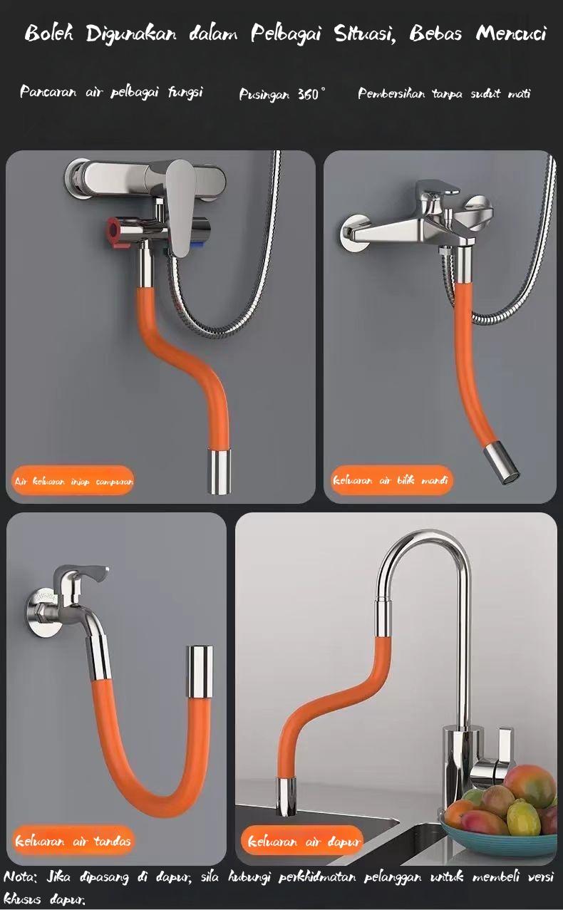 Alat Sambungan KeranUniversal Faucet Extender 360° Free Bending Water ...