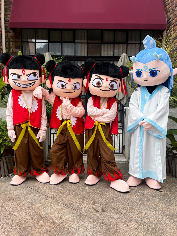 (Ready Stock) Nezha & Ao Bing Mascot Costume Cosplay Cartoon Big Head ...