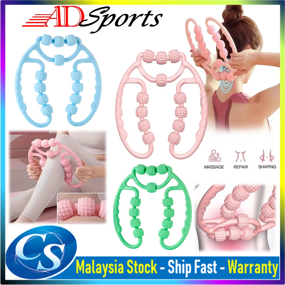 U Shape Yoga Massage Roller 12 Wheels 360 Degree Massager Trigger Point ...