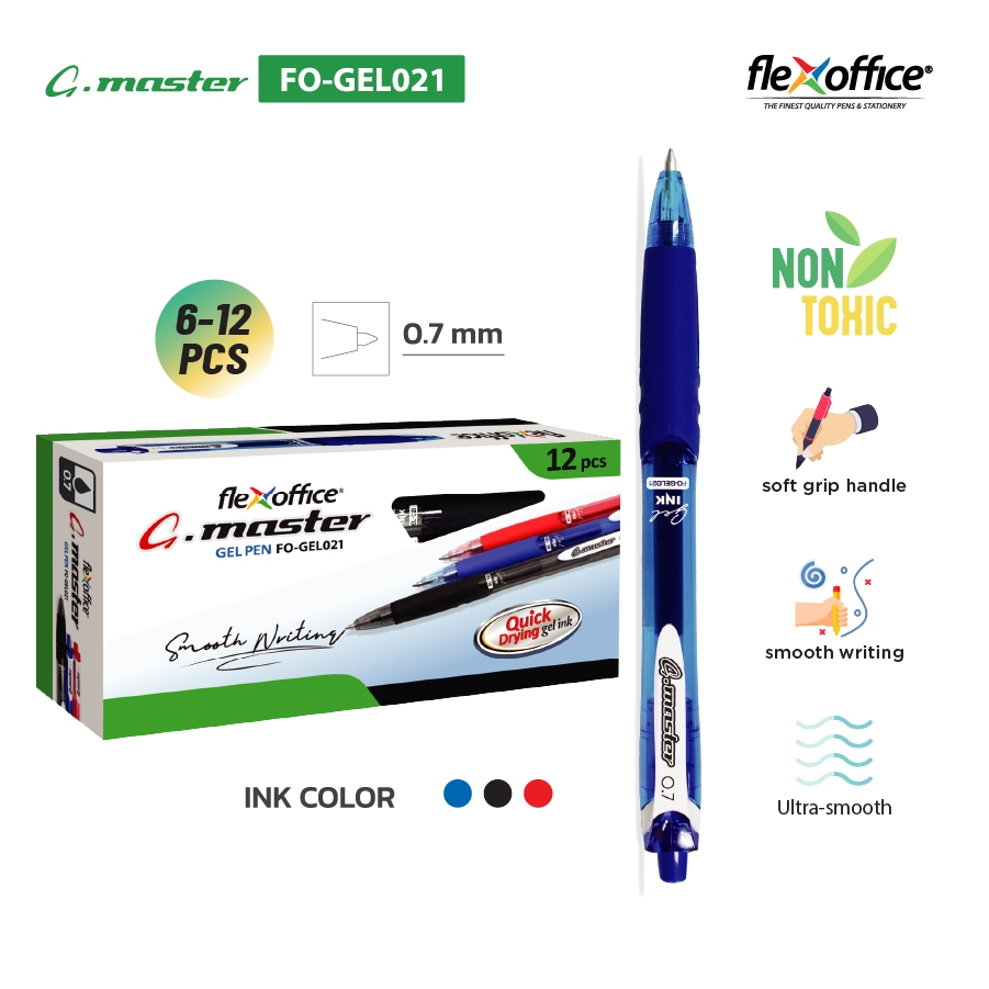 FlexOffice G-Master 0.7 Retractable Gel Pen Sign Pen - Black/Blue/Red ...