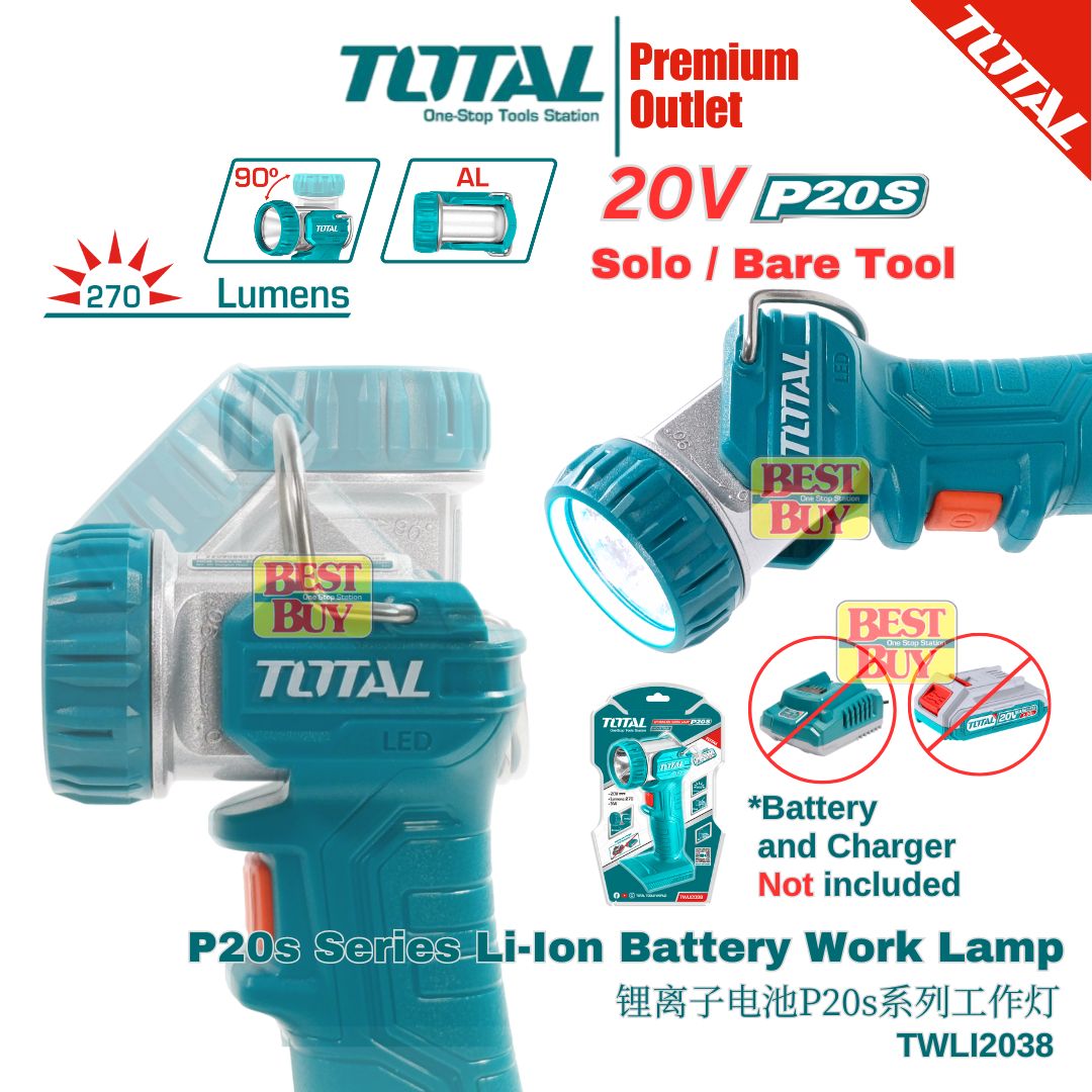 TOTAL Tools P20s 20V series Cordless Portable Work Lamp [ Solo/Bare ...