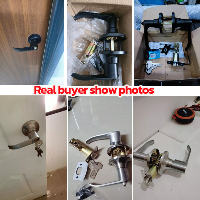 Black Tubular Lever Door Lock L Handle 25-45mm Tombol Pintu Rumah Bilik ...