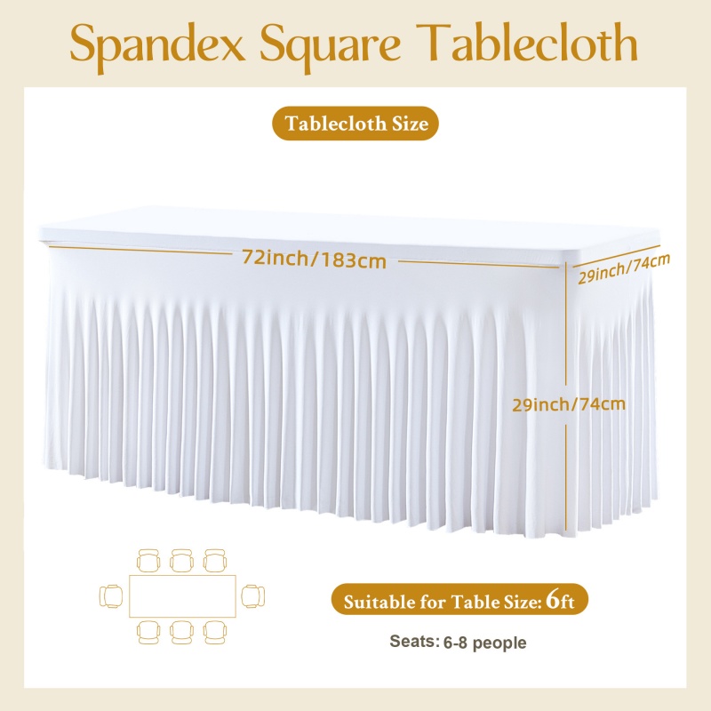 Specool-4/6/8ft Rectangular Conference Tablecloth Hotel Wedding Party ...
