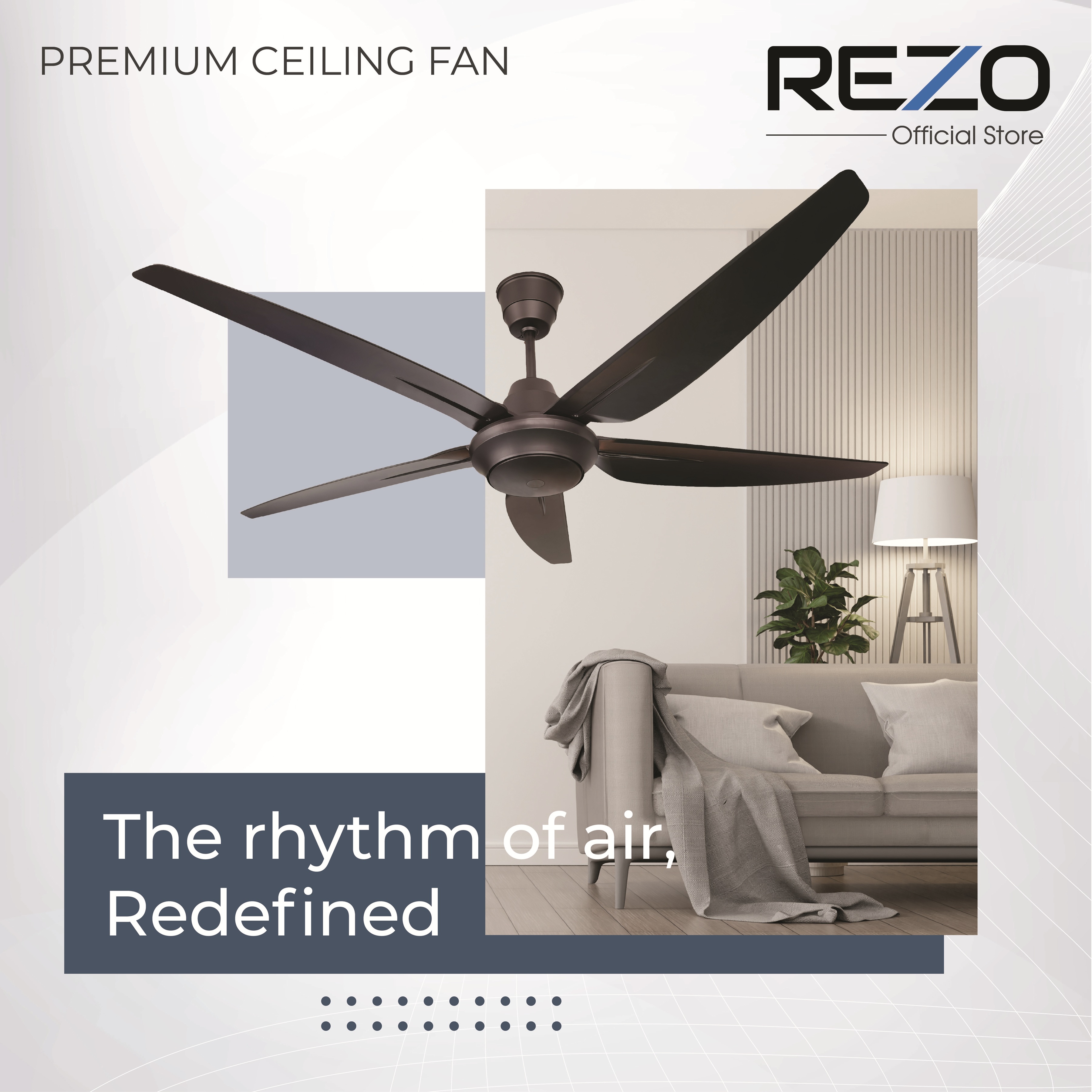 REZO Classic Series 56" 5 Blades AC Motor Ceiling Fan With Remote ...