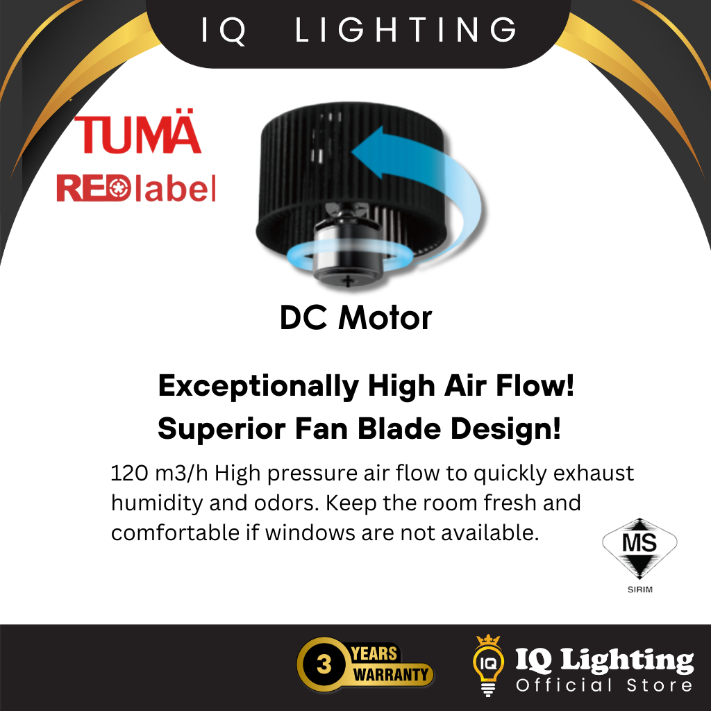 🔥FREE SHIPPING🔥Tuma IM25 DC Motor Ventilator Fan / Ceiling Mounted ...