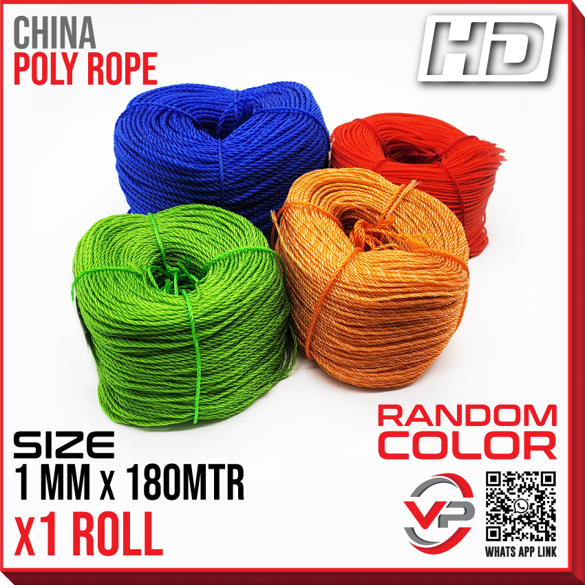 POLY ROPE 1MM 2MM 3MMX180MTR TALI AMPAI BAJU AMPAIAN RANDOM COLOR ...