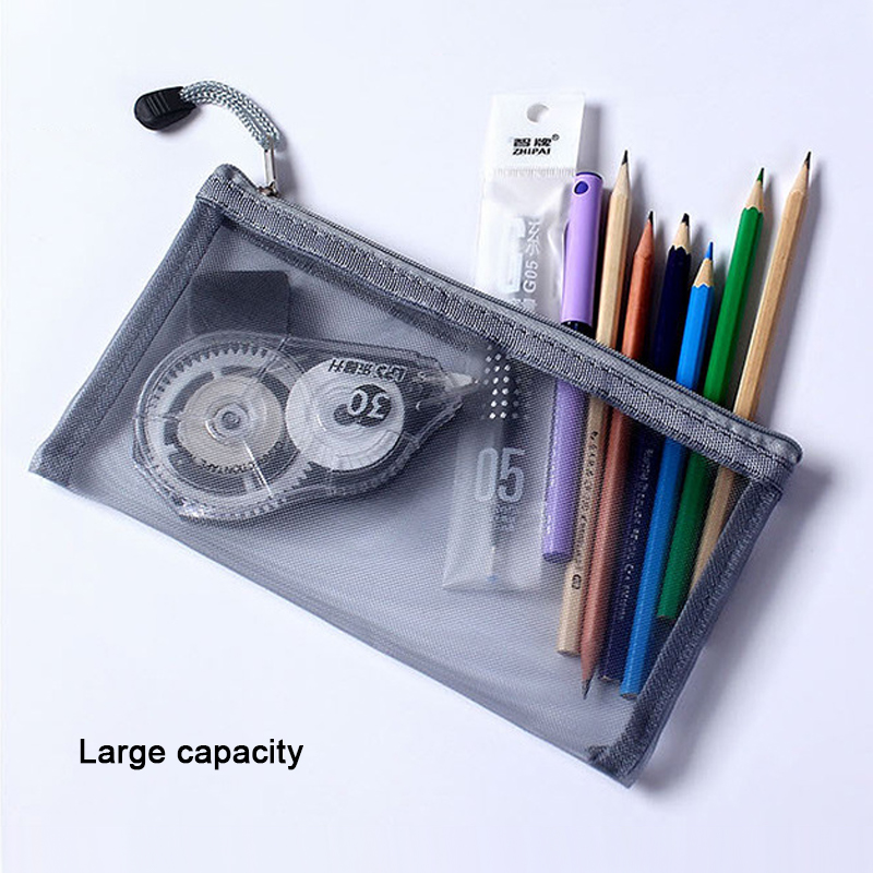 🇲🇾 Mesh Pencil Case Pencil Box Creative Cute Pencil Case Stationery Bag ...