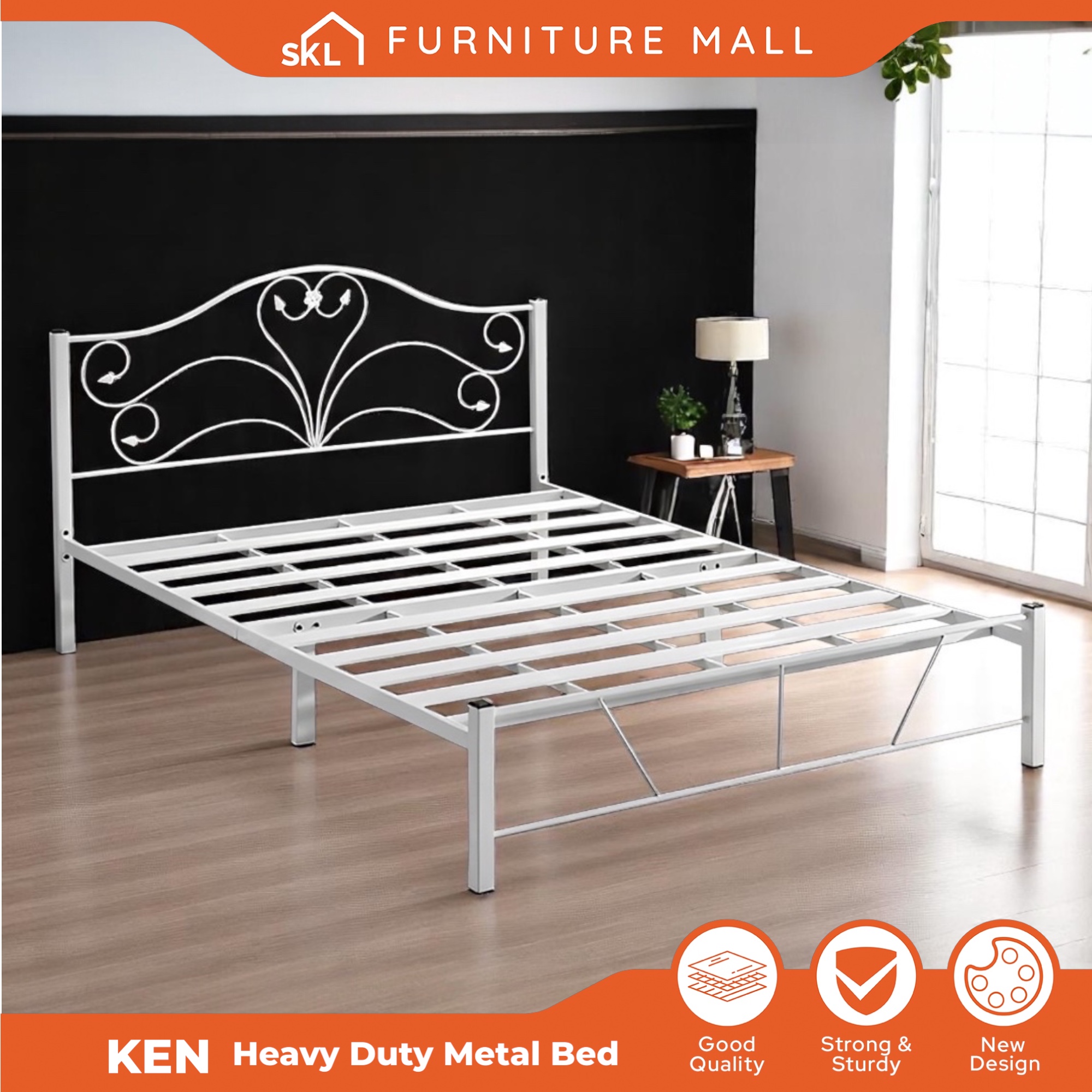 SKL Furniture KEN Heavy Duty METAL BED FRAME /SOLID QUEEN /Katil Besi ...