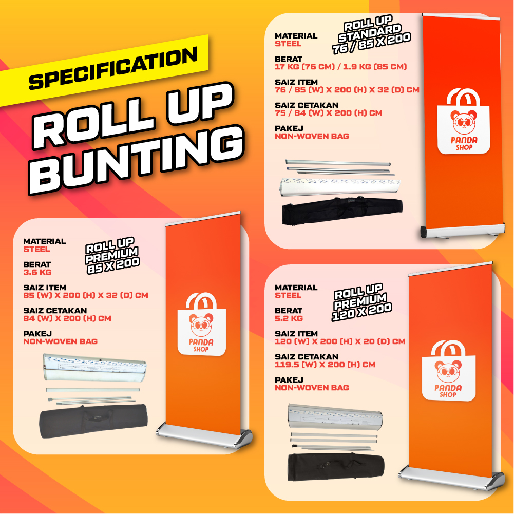 CUSTOM PRINT ROLL UP BUNTING STAND ALUMINIUM (BRING YOUR IDEAS TO LIFE ...