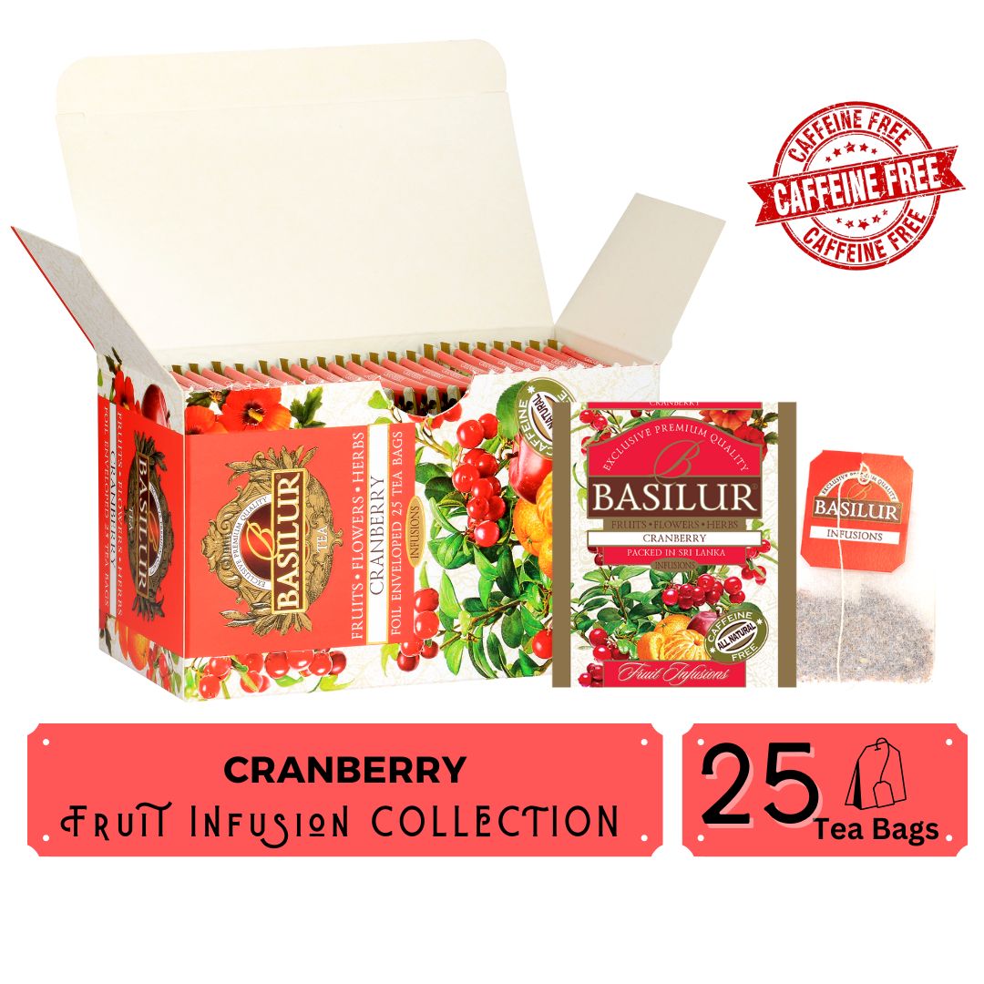 Basilur Cranberry Fruit Infusion Caffeine Free 20E Individual Wrapped ...