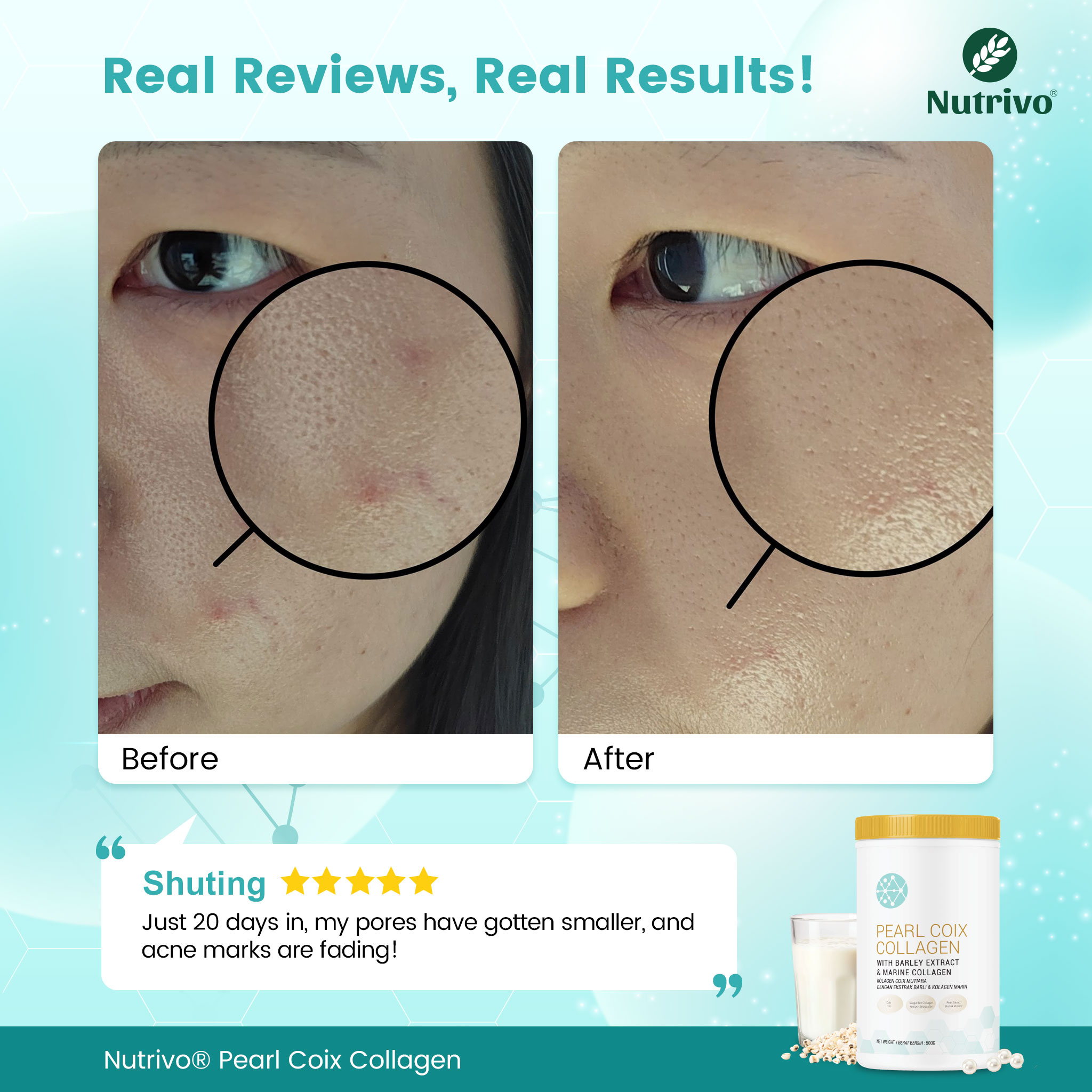 Nutrivo Pearl Coix Collagen 500g | Skin Brightening Glow Beauty Drink ...