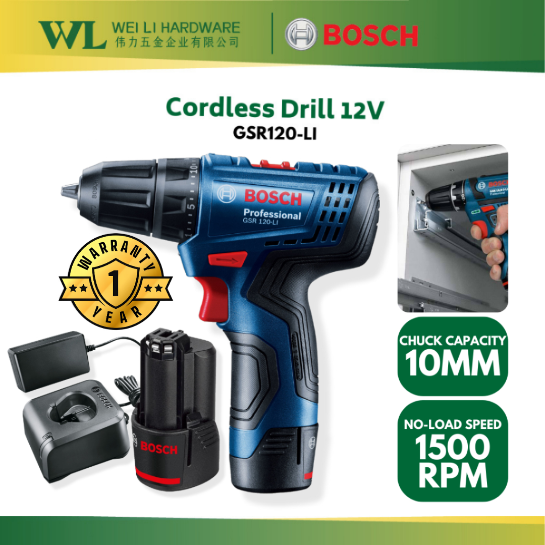 BOSCH Original GSR120-LI GEN2 Cordless Drill 12V with 2.0ah Battery x2 ...