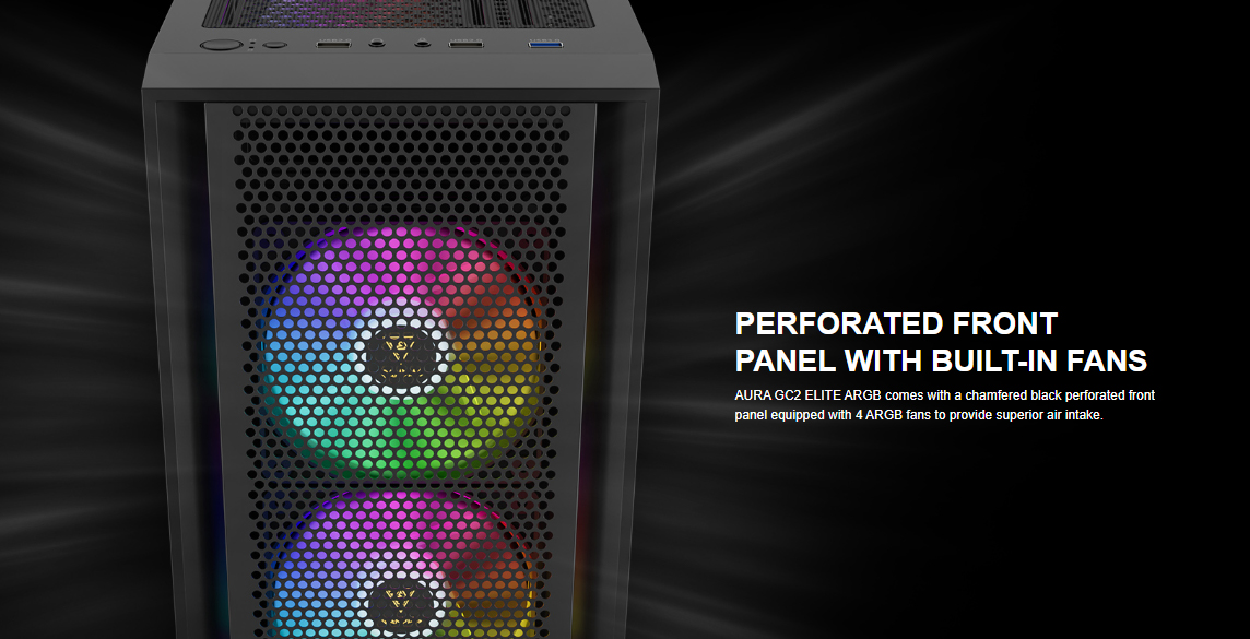 GAMDIAS AURA GC2 Elite ARGB High Airflow Tempered Glass Mid-Tower ATX ...