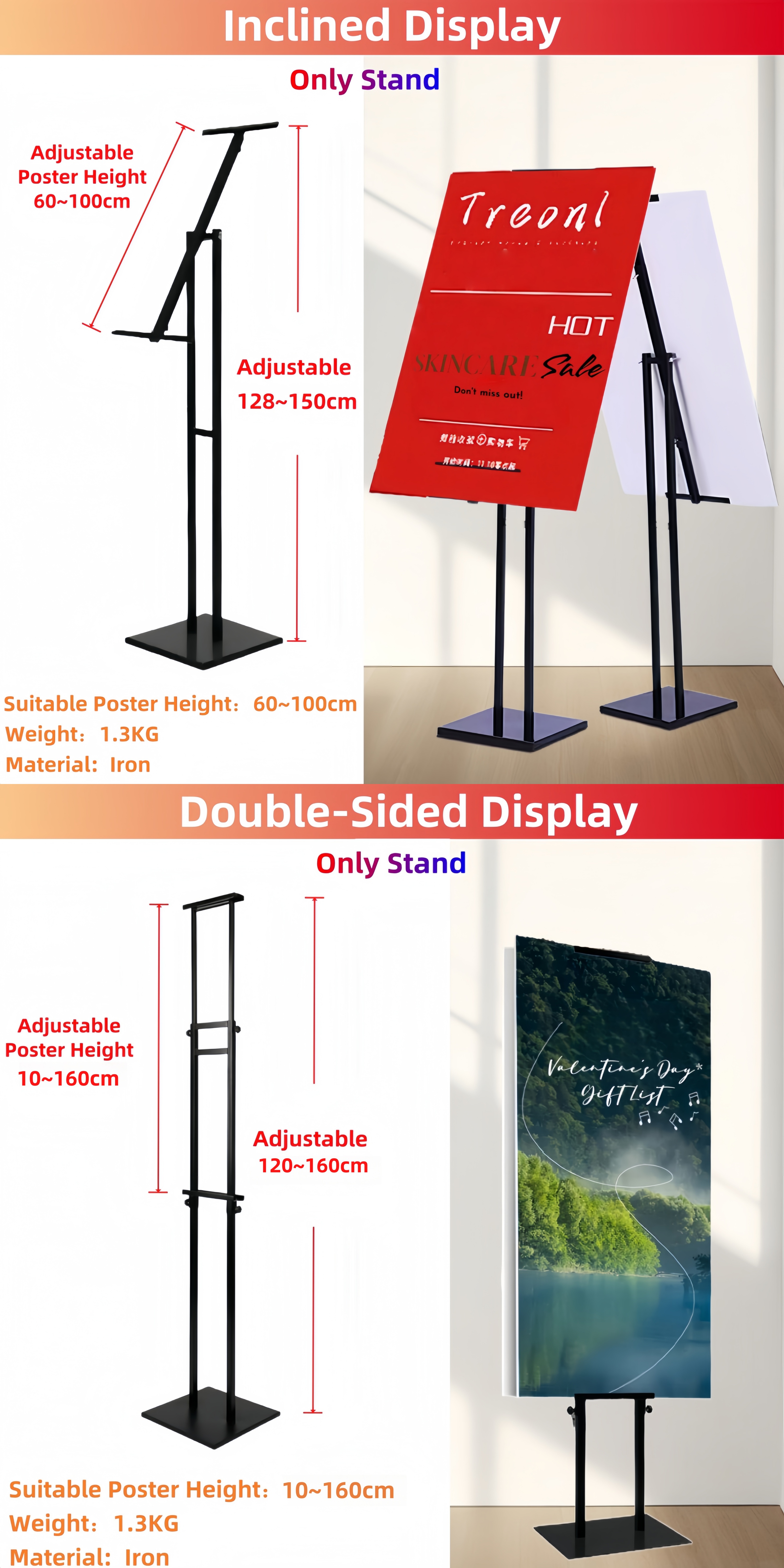 Poster Display Stand Metal Menu Stand Welcome Board Sign Stand Easel ...