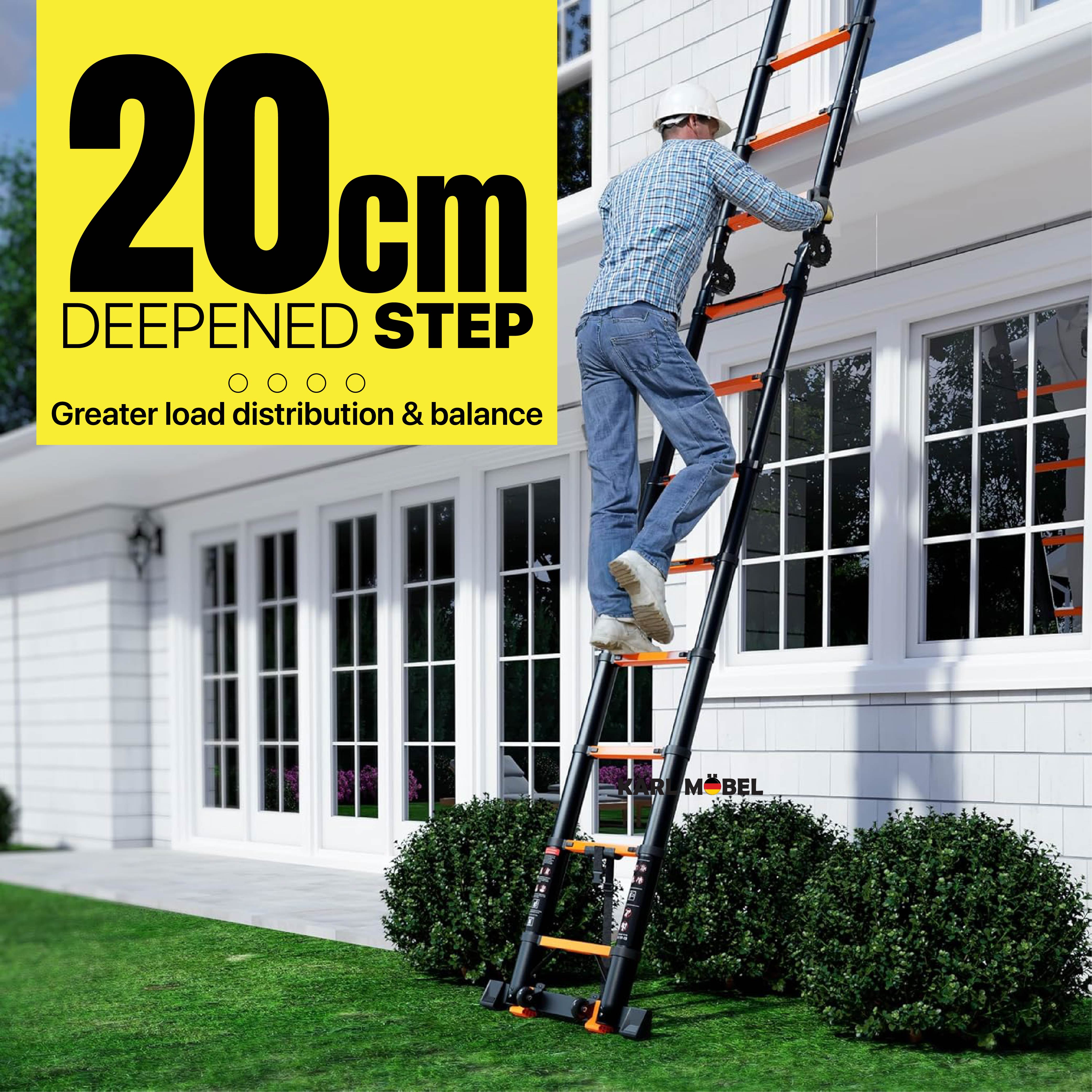 Tangga Lipat Ladder Heavy Duty Telescopic Foldable Ladder Double Sided ...