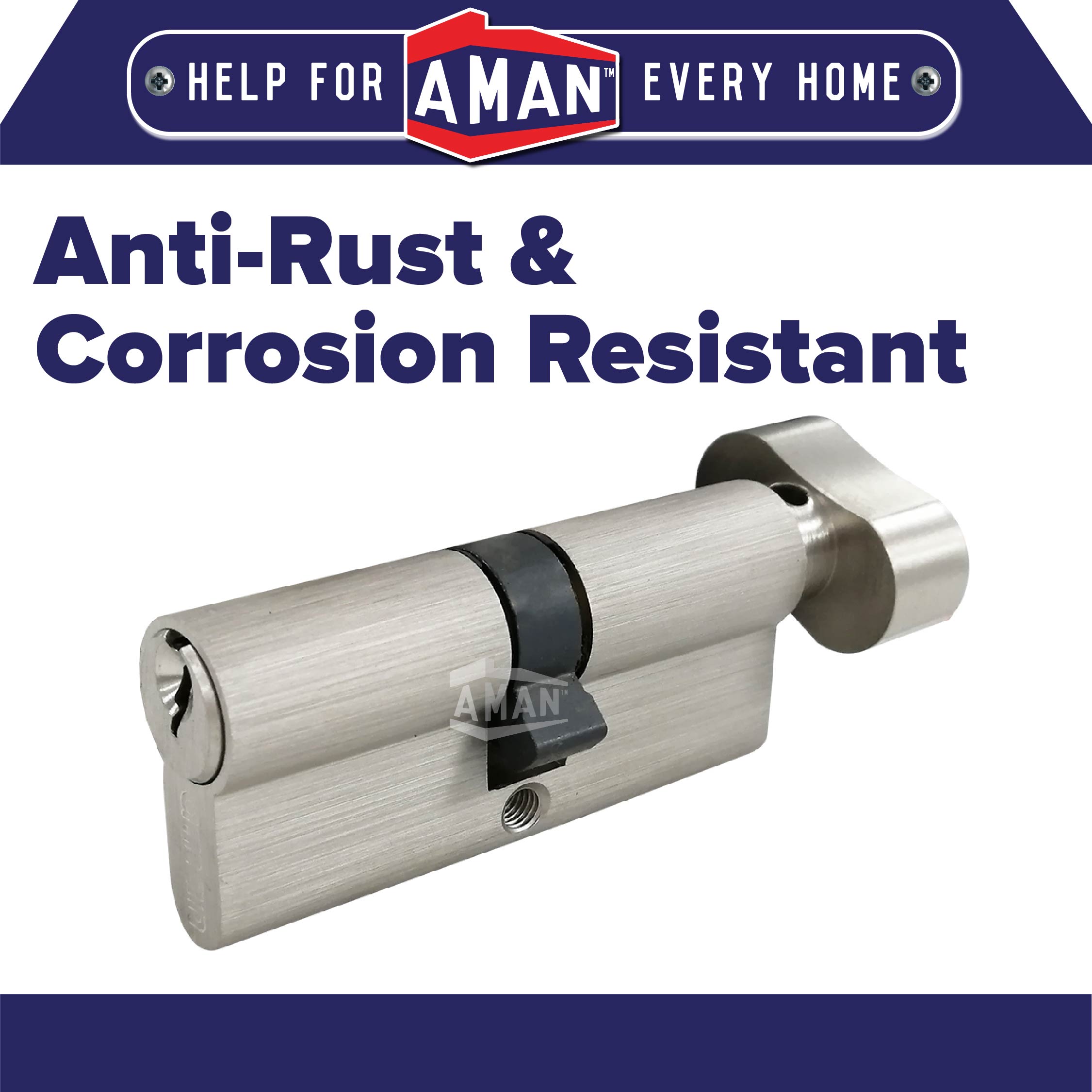 AMAN SUS 304 Stainless Steel Lever Euro Mortise Profile Key Cylinder ...