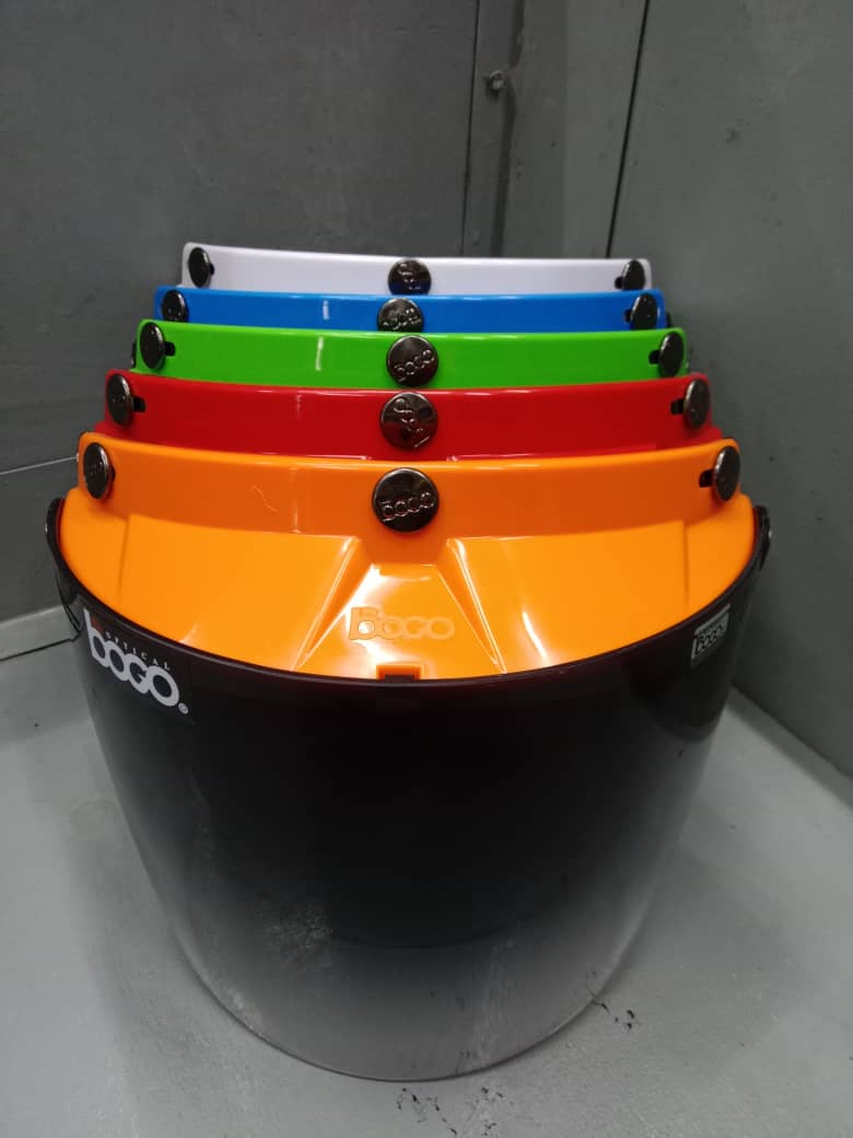 Bogo Visor 2 Tone Clear Smoke Tinted Dark Grey Cap Colour Helmet Kura ...