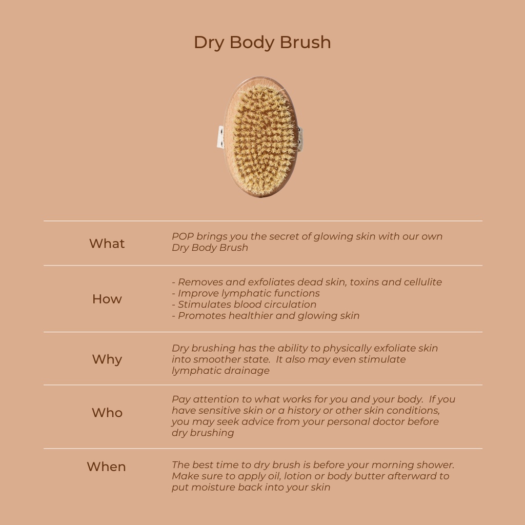 POP Dry Body Brush Natural Cactus Removes & Exfoliates Dead Skin ...
