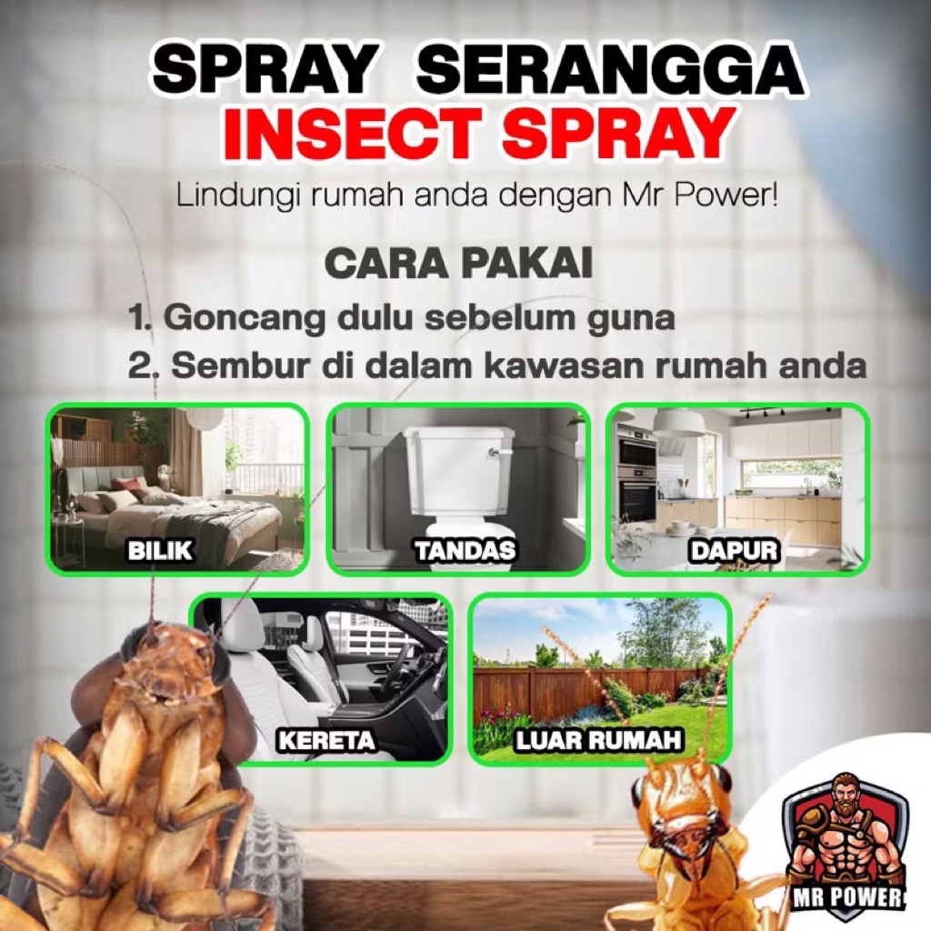 Mr Power Insect Repellent Spray Cicak Lizard Lipas Lipan Anai-Anai Anti Serangga | Shopee Malaysia