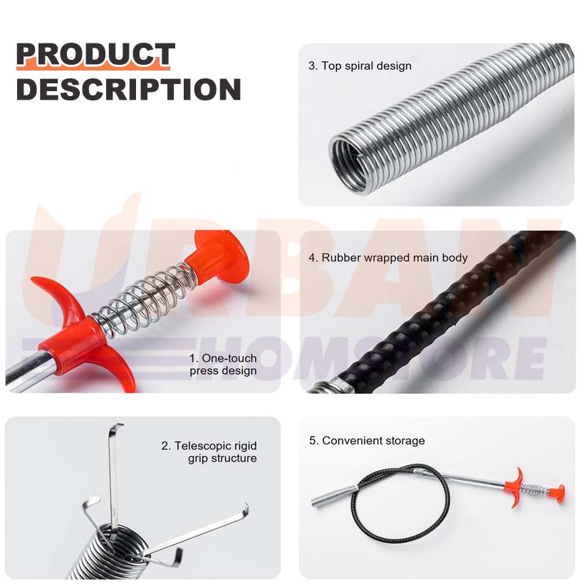 UBH Drain snake clog remover Sinki sumbat 3M Bendable drain cleaner ...