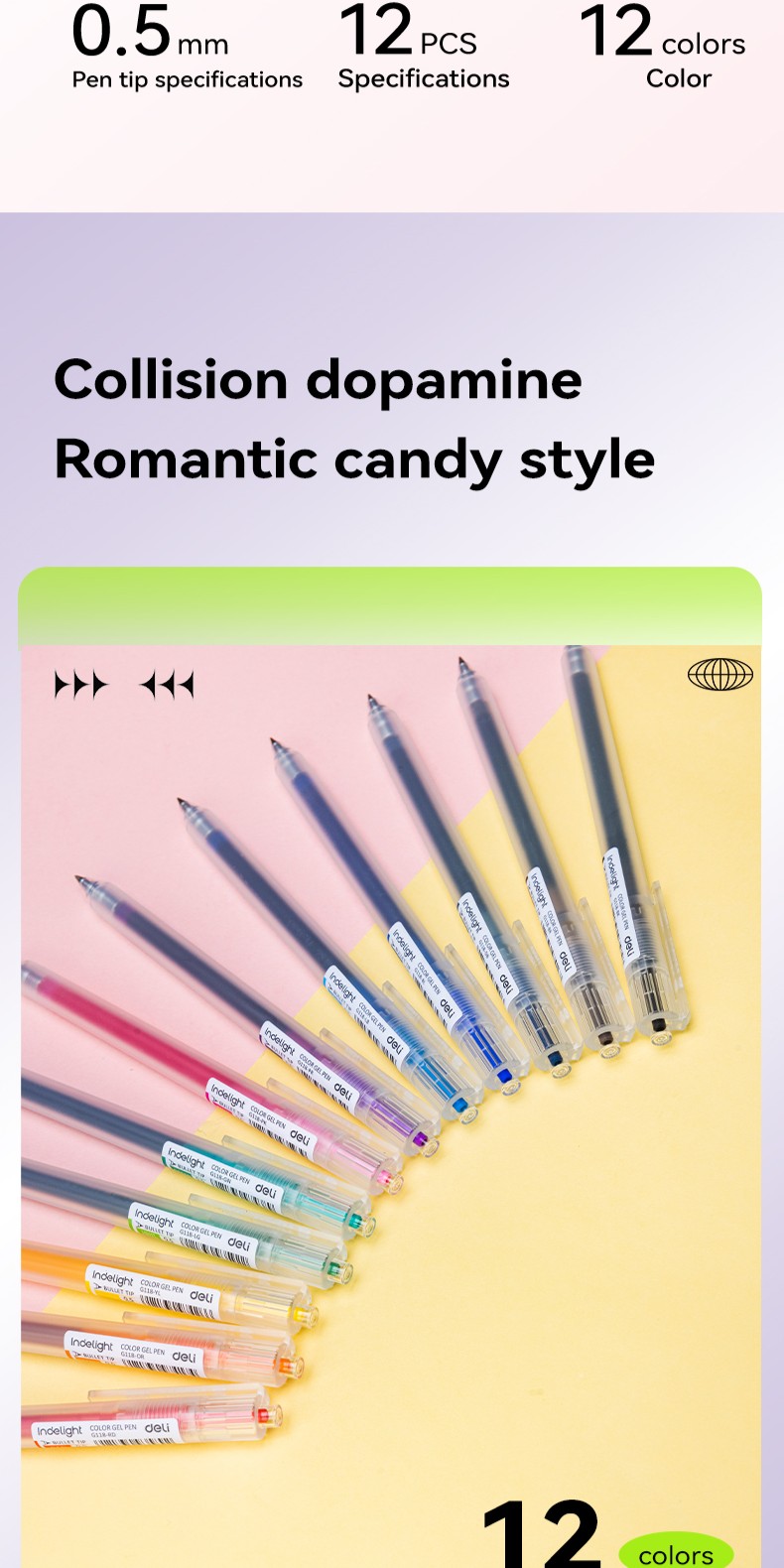 Deli Delight Gel Pen Multiple Colour Pens 0.5mm Smooth Writing Bright ...