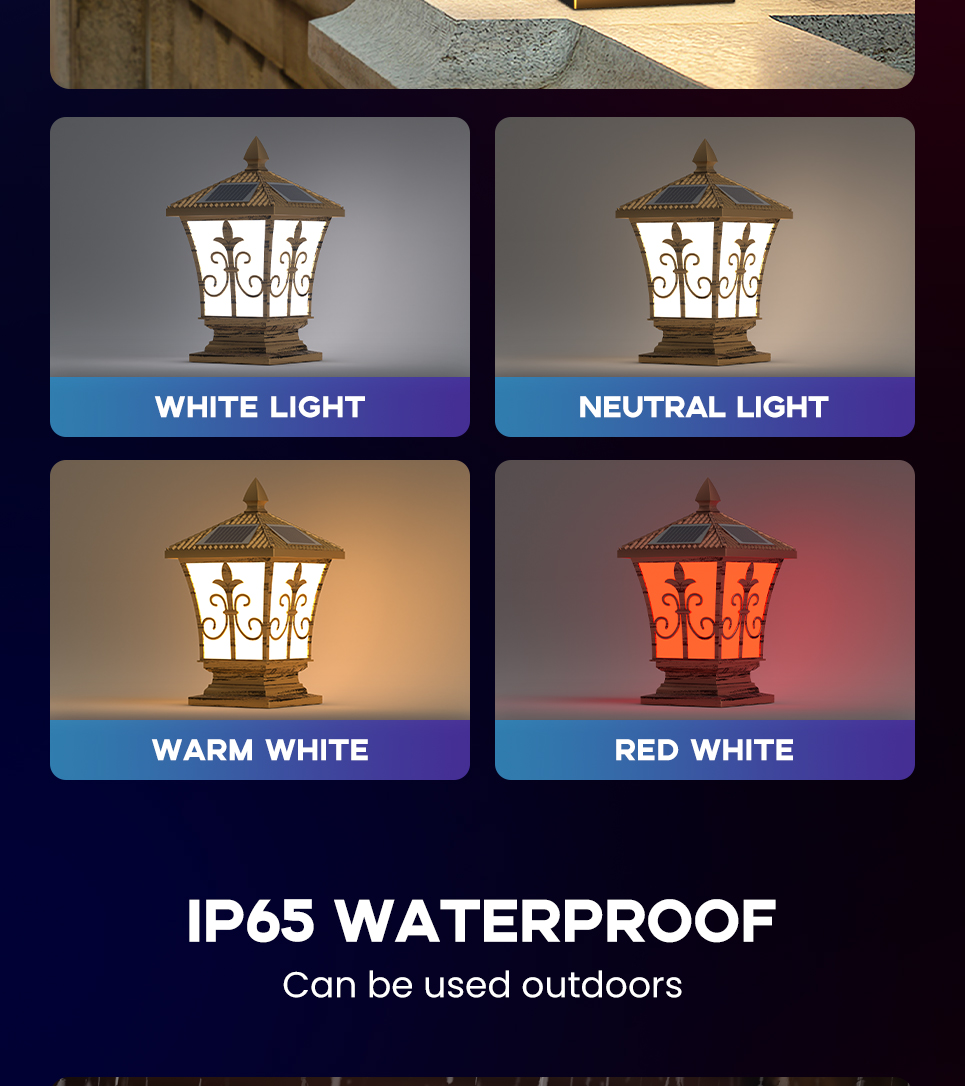 HAN RIVER 3Color 10W Lampu Solar IP65 Waterproof Solar Pillar Light ...