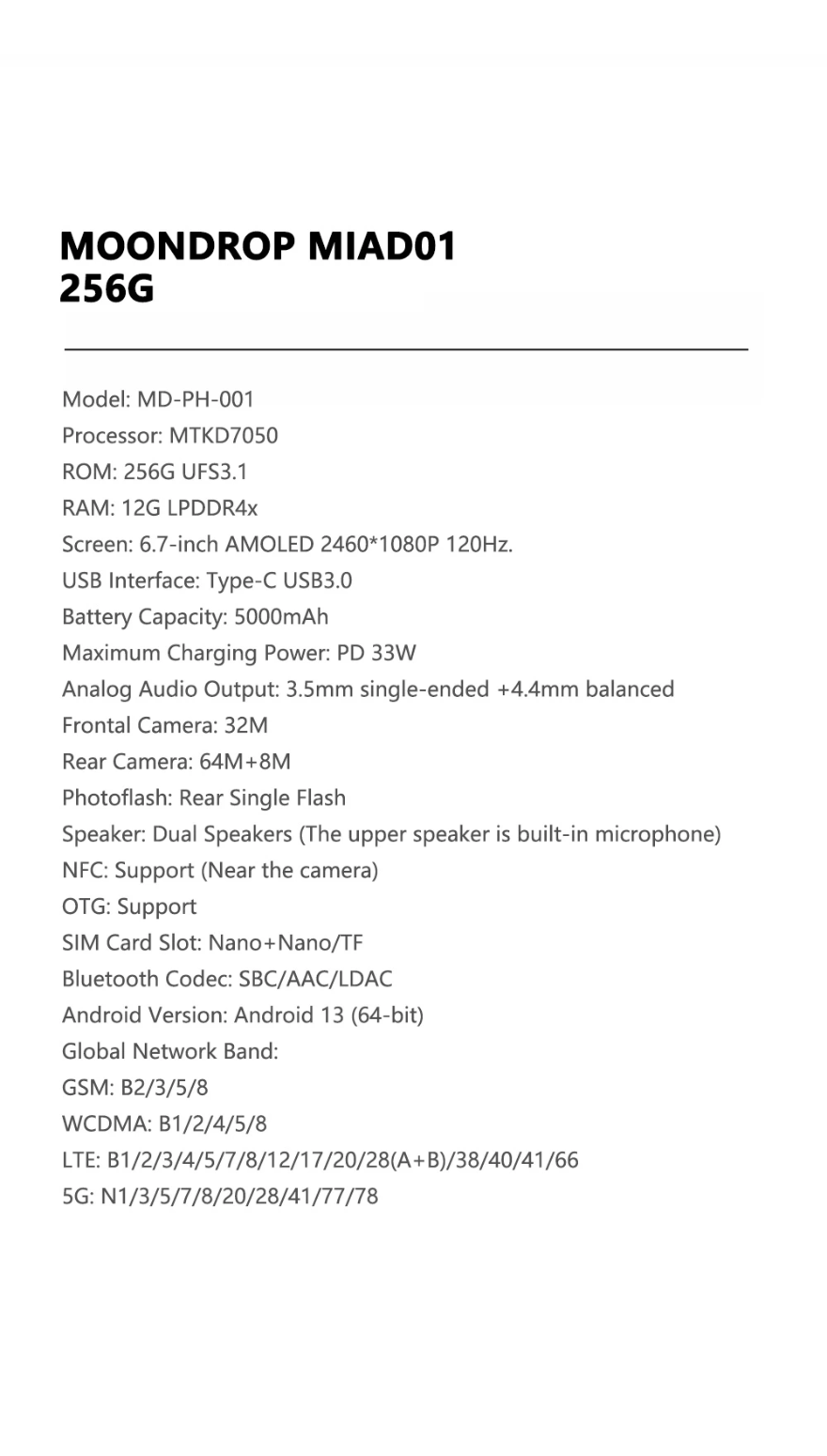 Moondrop MIAD01 5G Hi-Fi Audio Device 120Hz Mobile Smartphone (5000mAh ...
