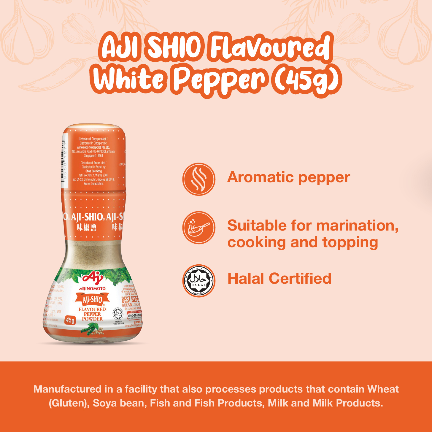 AJI-SHIO® White Pepper (45g x 12 bottle) | Shopee Malaysia