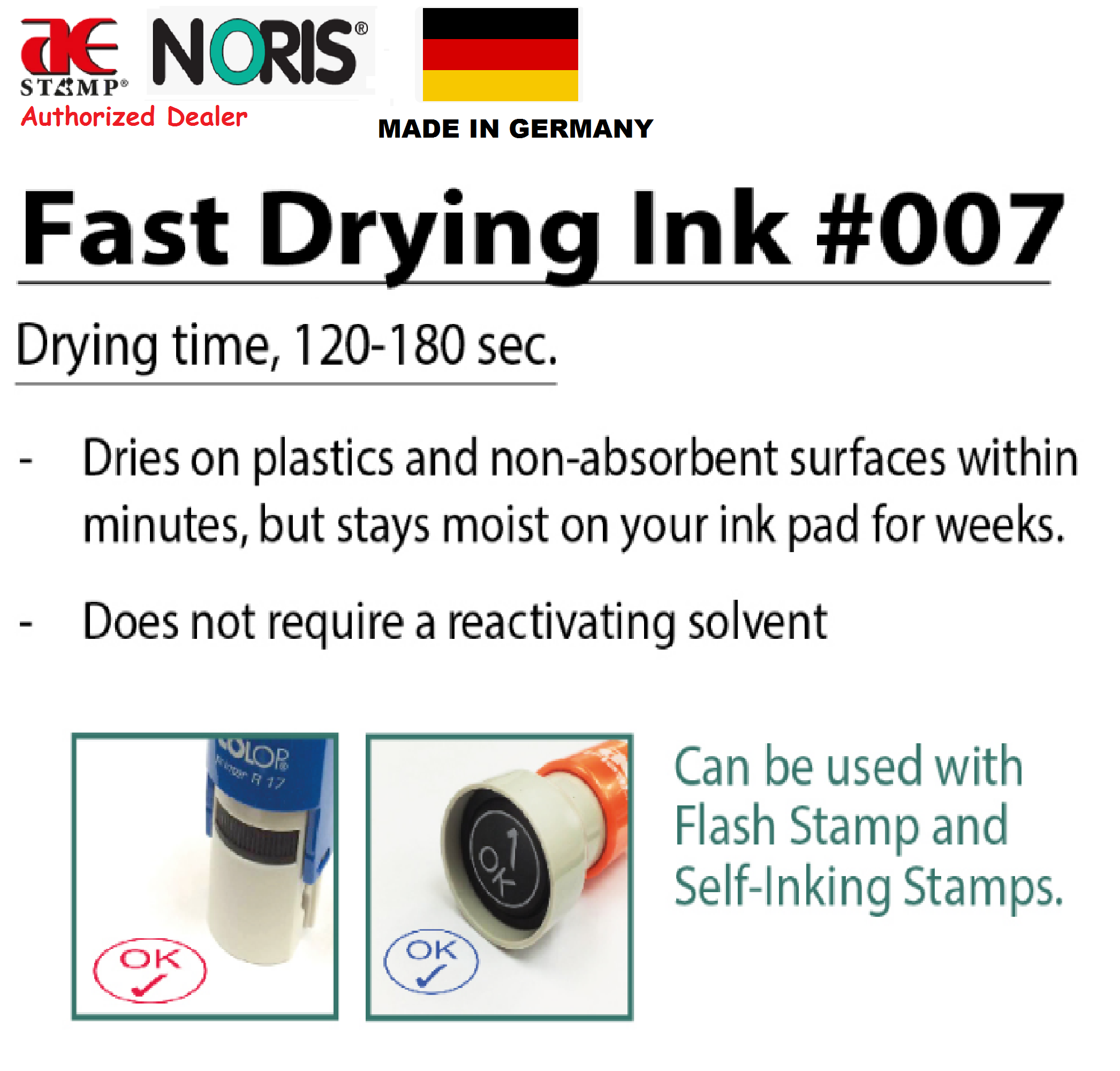 AE NORIS FAST DRYING INK #007 50ml (dry time 120 - 180 Sec) All Surface ...