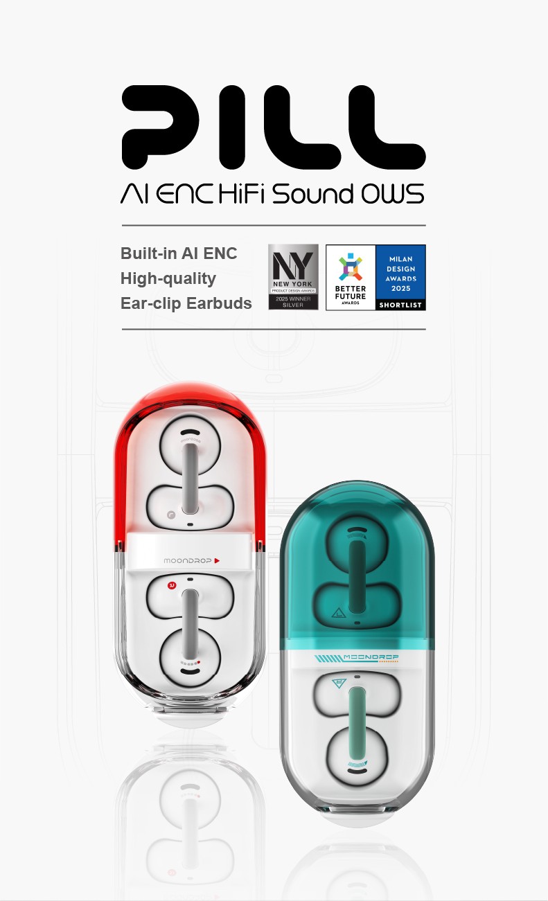 MOONDROP PILL Open Ear Clip Wireless Earphones Bluetooth 6 IPX4 Built ...