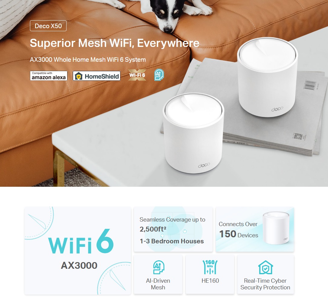 TP-Link Deco X50 / X50-POE AX3000 Mesh WiFi 6 Router 1 / 2 / 3-Pack ...