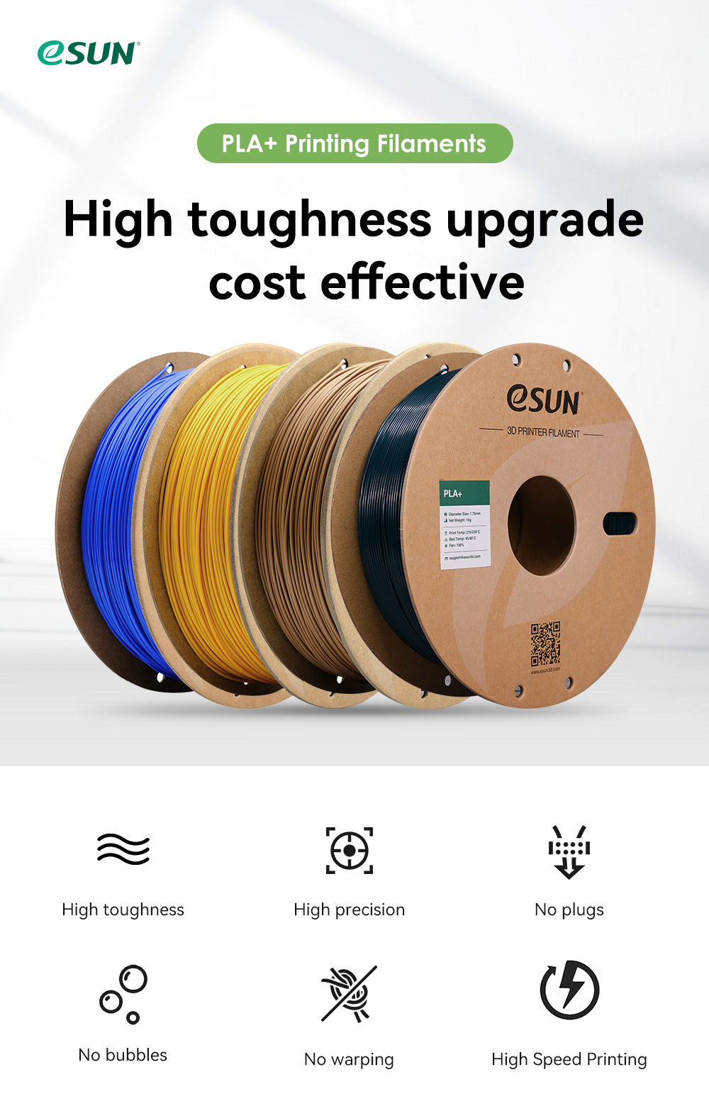 eSUN PLA+ 3D Printer Filament PLA Plus - 1kg | 1.75mm | Multicolor ...