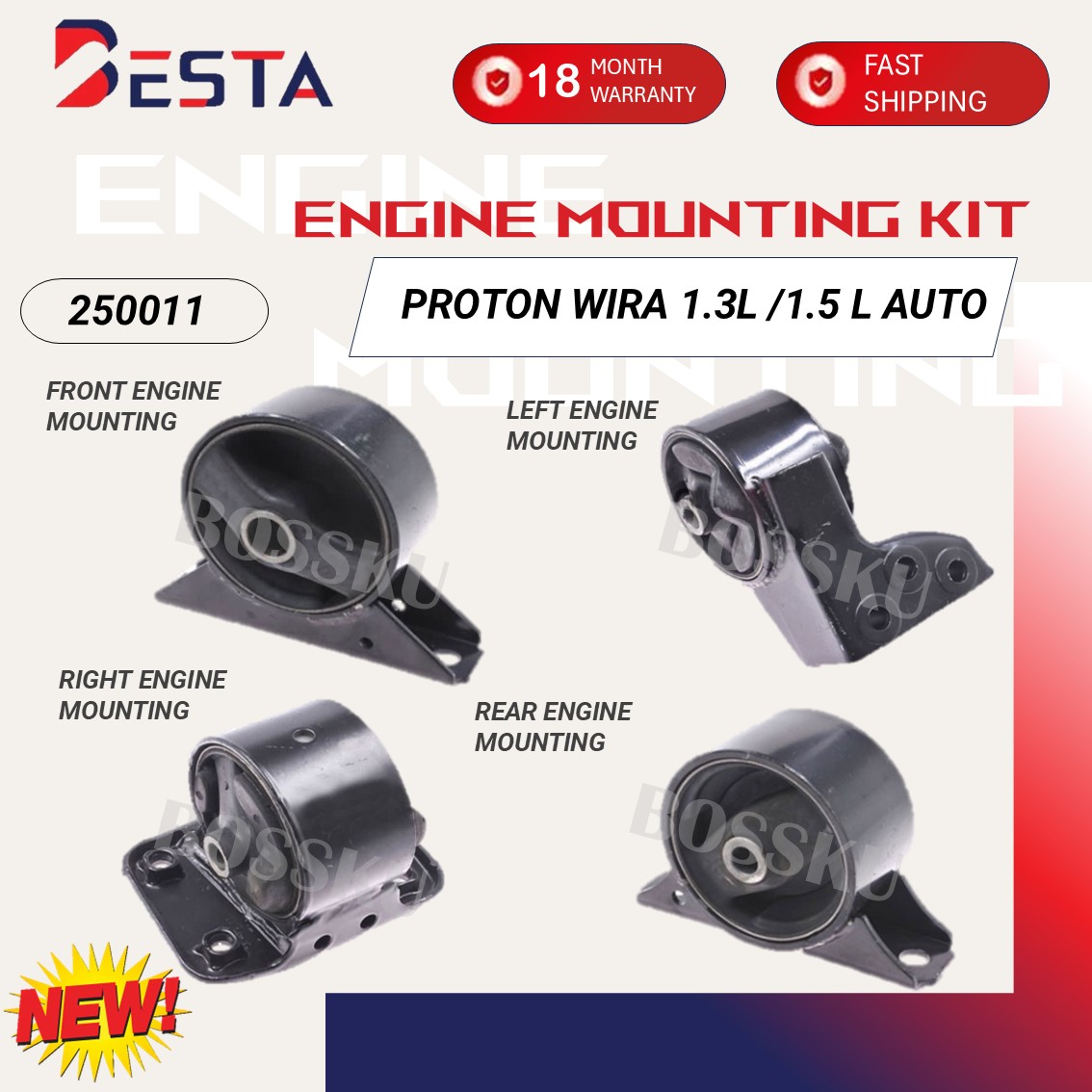NEW!! BESTA ENGINE MOUNTING 1SET 4PCS- 250011 PROTON WIRA 1.3 1.5 ...