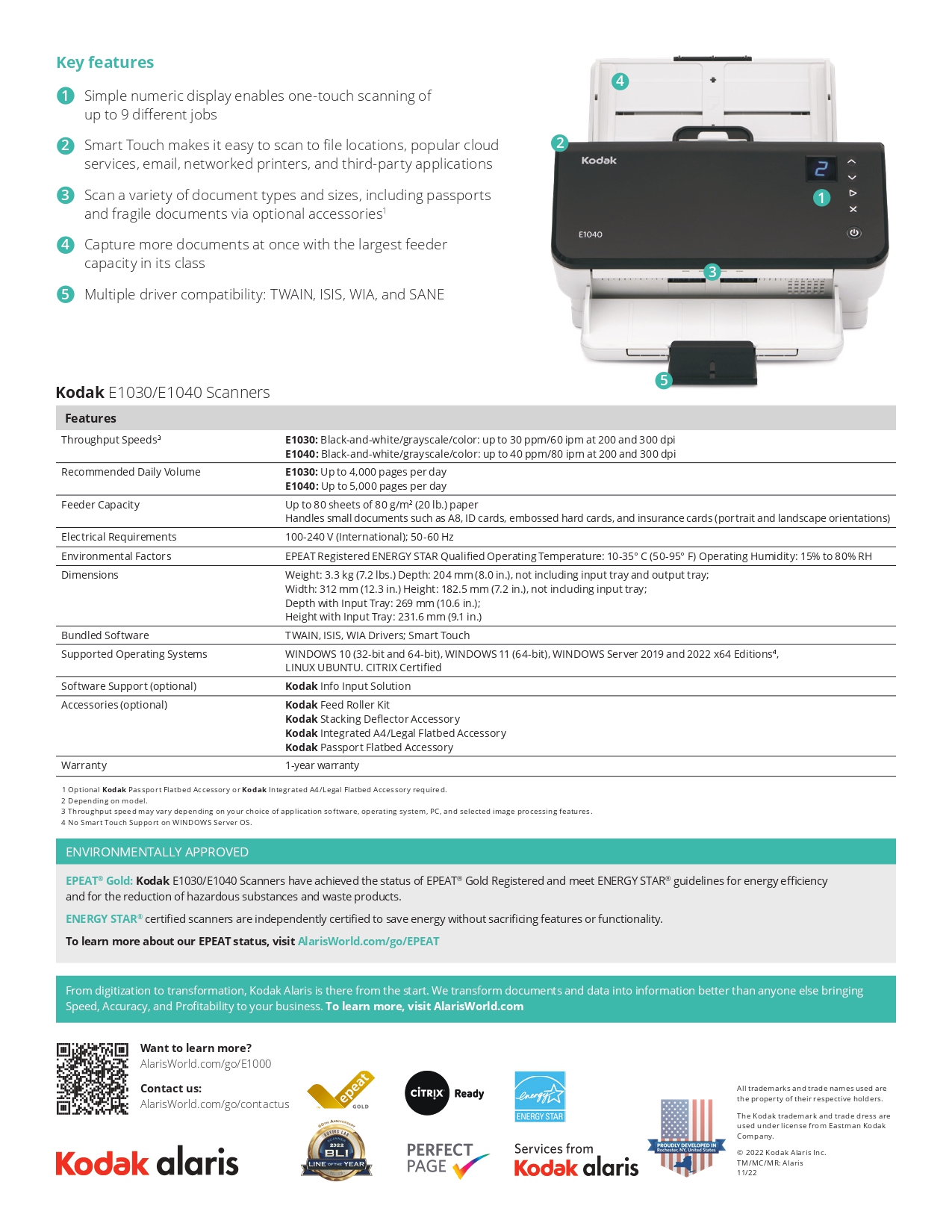 Kodak Alaris E1030 ADF Scanner (30 ppm) | Shopee Malaysia