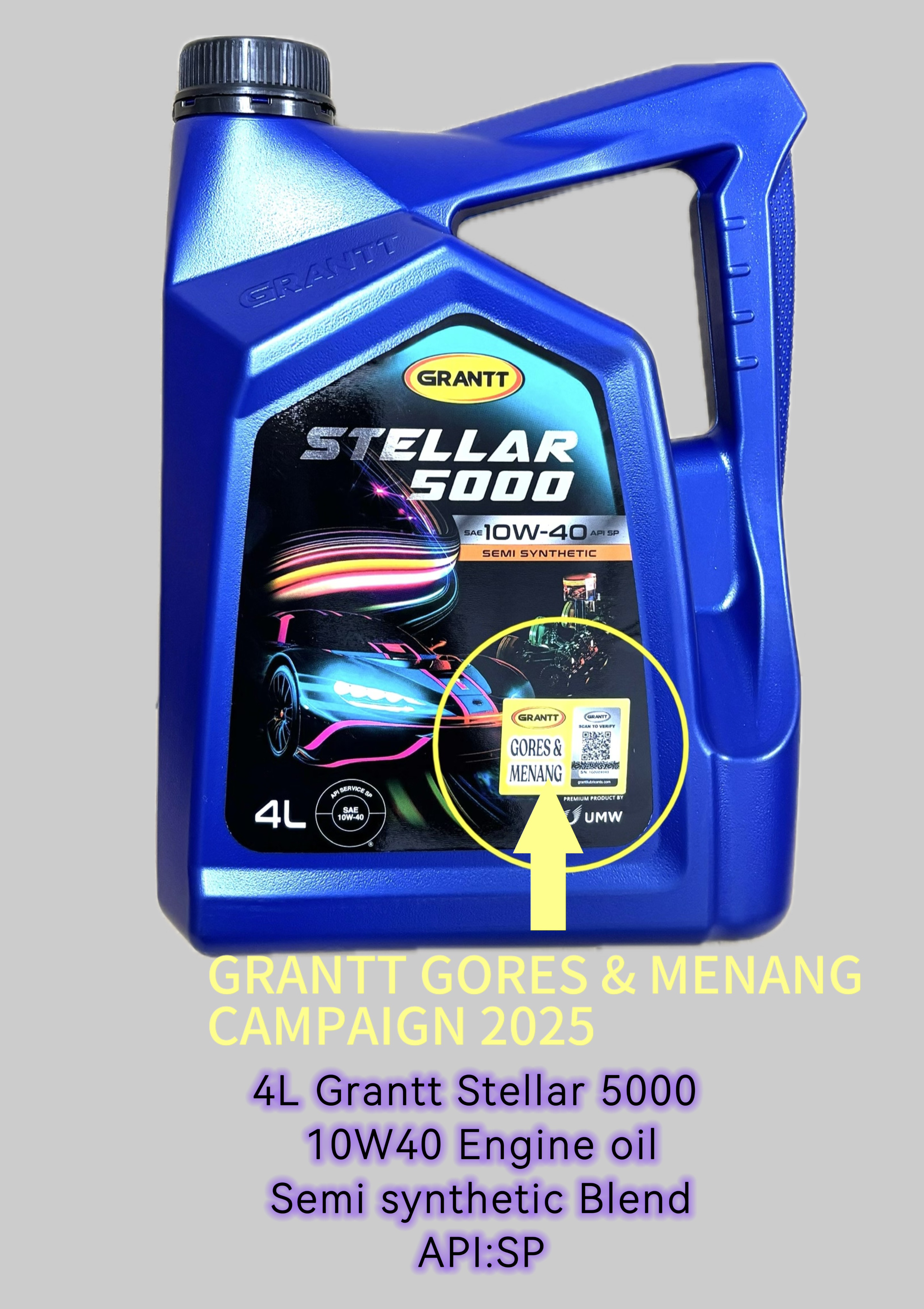 4L GRANTT 10W40 SEMI SYNTHETIC STELLAR 5000 ENGINE OIL. API: SP ...