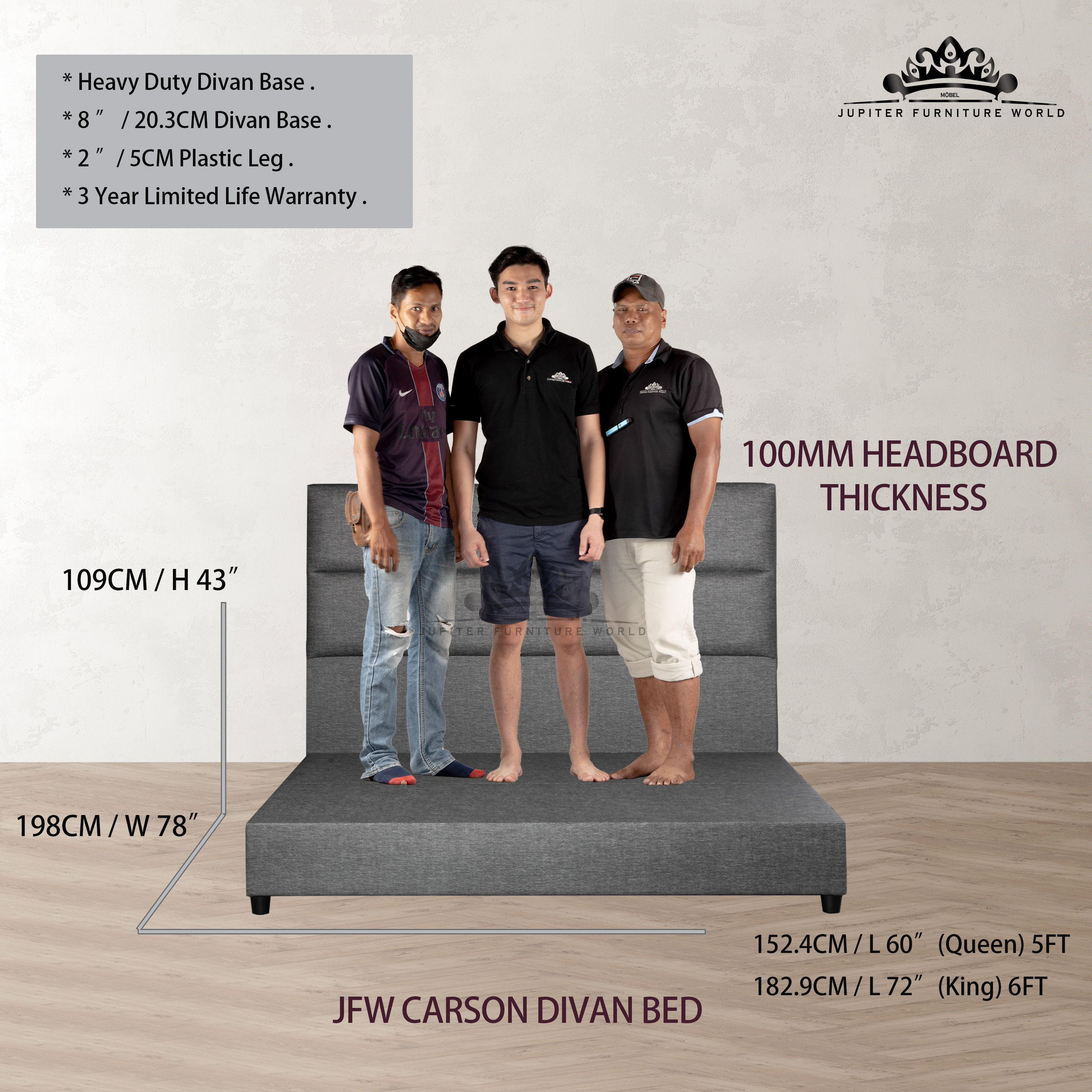 [JFW-CARSON DIVAN BED] HEAVY DUTY/3 YEARS WARRANTY/ QUEEN BED/ KING BED ...