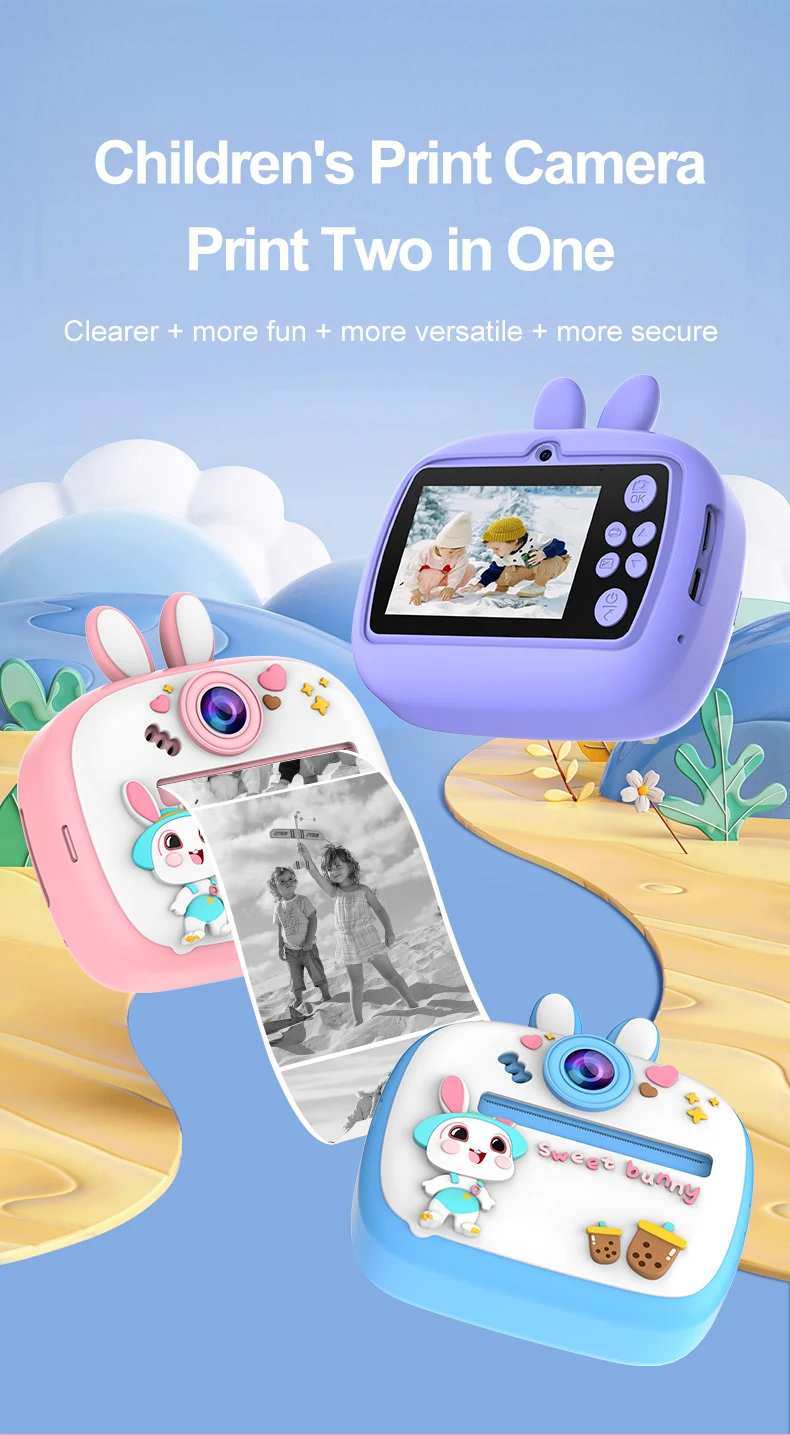 Kids Instant Print Camera Mini Dial Camera Printer Instant Print Photo ...
