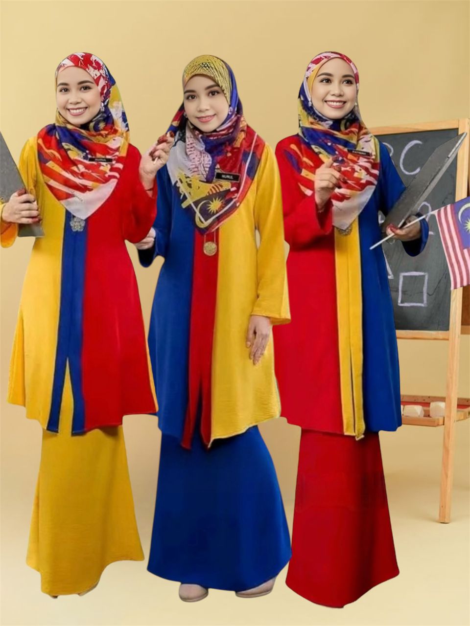 KEBAYA MERDEKA DEWASA, CIKGU, DATANG SEKALI DENGAN TUDUNG BAWAL BIDANG ...