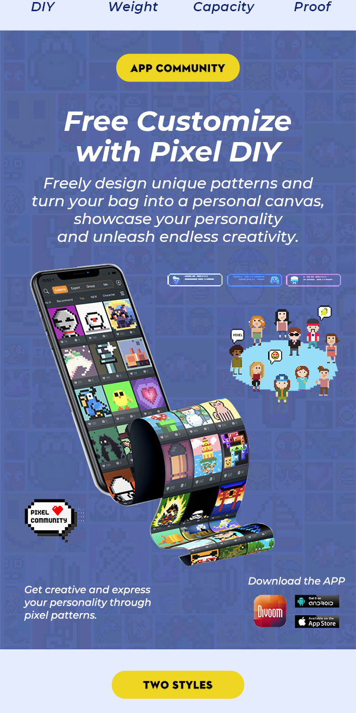 Divoom Pixoo Backpack S Customisable Pixel Art Multi Compartments ...