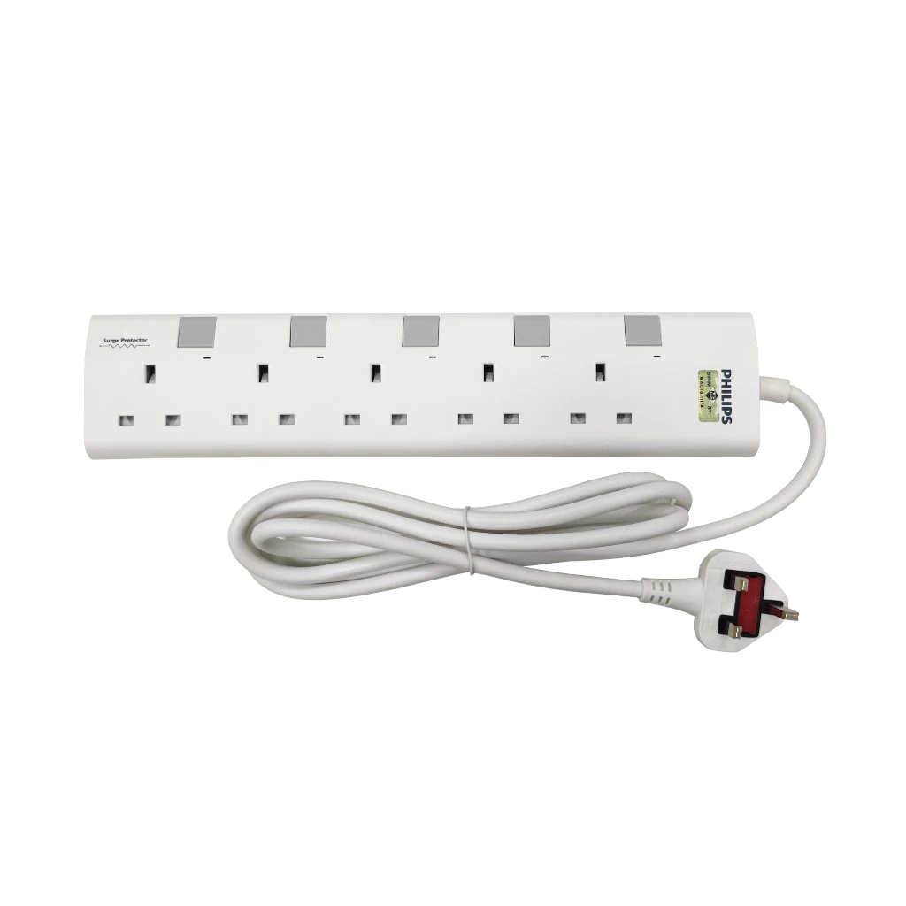 PHILIPS 5 CHARGER PORTS HEAVY DUTY UK PIN PLUG EXTENSION SOCKET, SIRIM ...