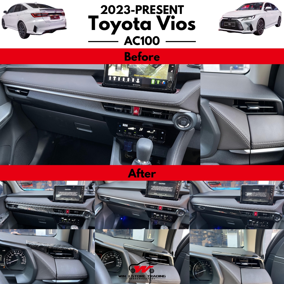 Toyota Vios Gen4 AC100 2023-2025 Carbon Trim/Glossy Black Dash Board ...