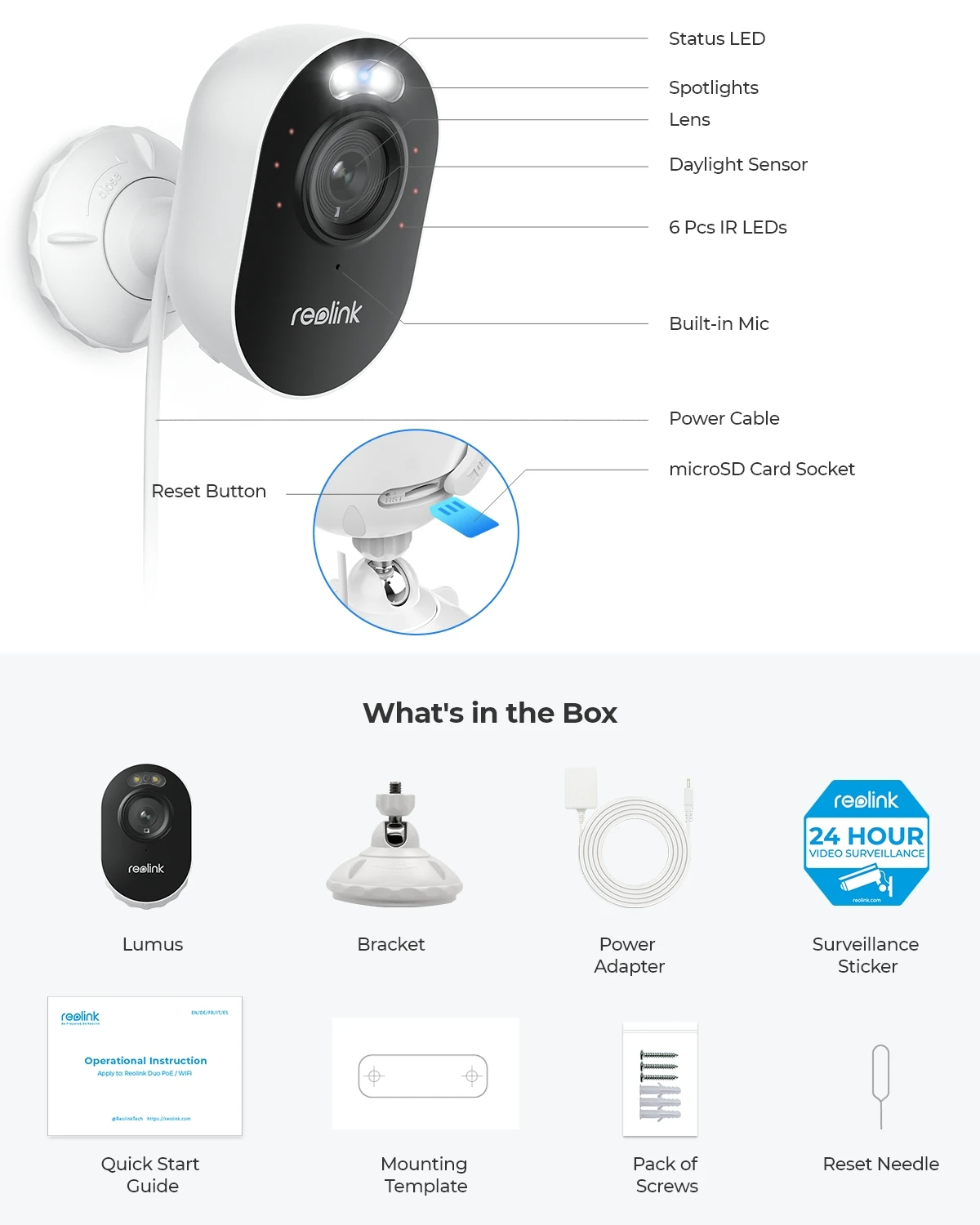 Reolink Lumus 2K 2/4MP Indoor Outdoor WiFi Security IP Camera with ...